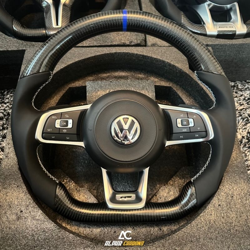 Volkswagen Golf MK7R Carbon Fiber Steering Wheel with Nappa Leather ...
