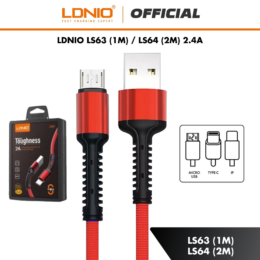 LDNIO Fast Charge Toughness Data Cable - Type-C/ Micro LS63 (1m)/LS64 ...