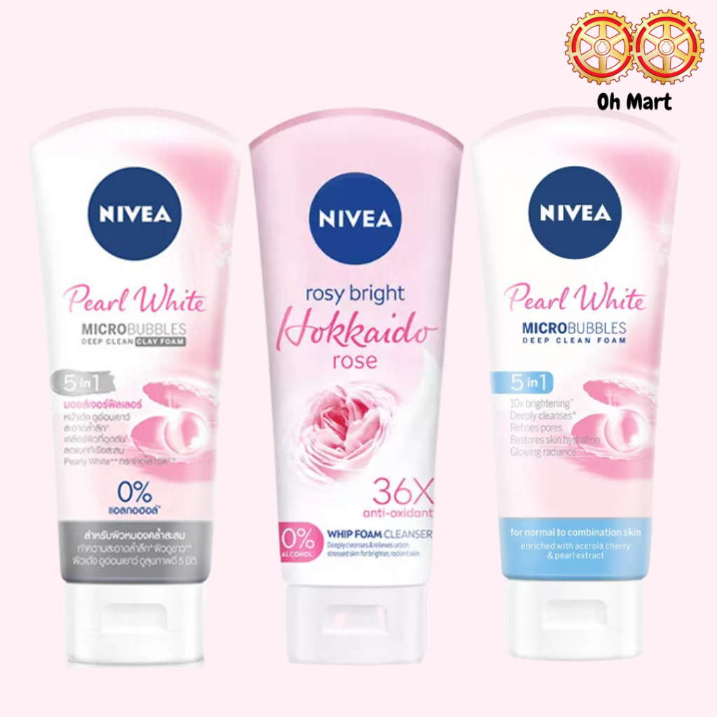 Nivea Facial Foam Cleanser RosyBright/CleanFoam/ClayFoam -100g | Shopee ...