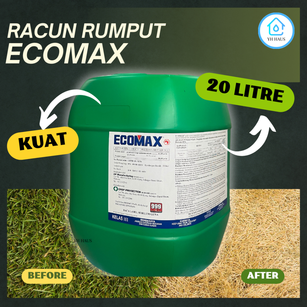 20L ECOMAX Glyphosate 41% Weed Killer (Racun Rumput Lalang/Ubat rumput ...