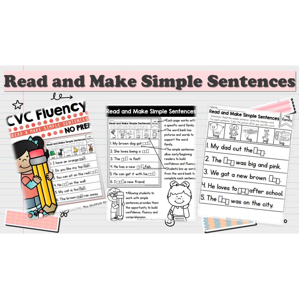 [PRE231] 23 pages CVC 1Read and Make Simple Sentences for Pre-school ...