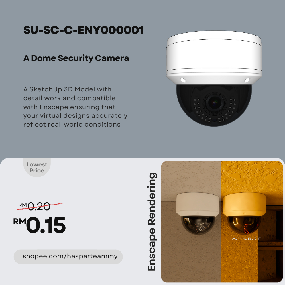 (Enscape Ready) SketchUp 3D Model - Dome Security Camera (SU-SC-C ...