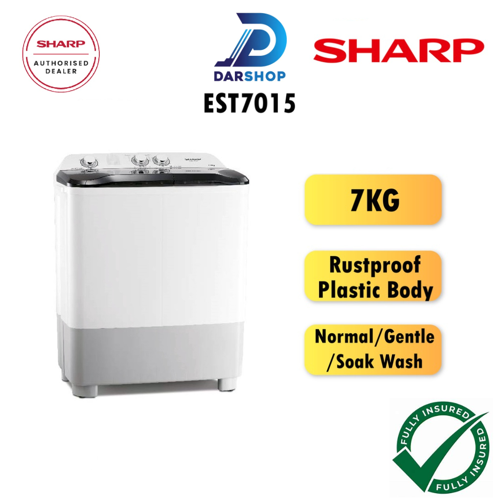 Sharp Semi Auto Washing Machine Twin Tub Washer 7KG Mesin Basuh Manual ...