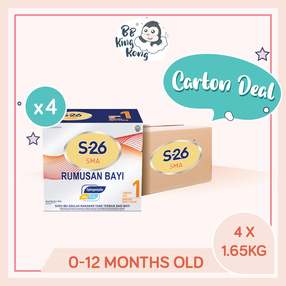 BB King Kong S-26 SMA STEP 1 1.65kg BIB x4 (Carton) Formulated Milk Powder (0-12 months)/Rumusan ...
