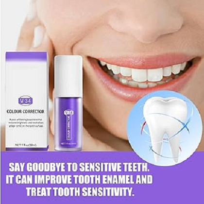 V34 HVIQAN Purple Toothpaste Color Corrector Ubat Gigi Smile Ease Ubat ...
