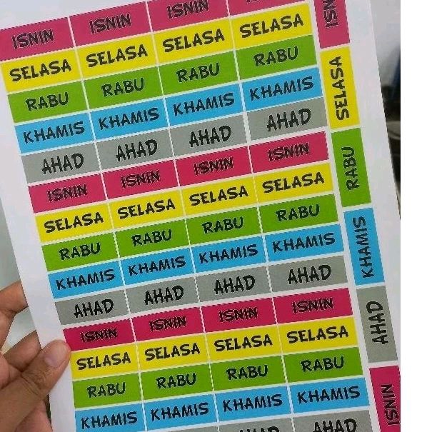 STIKER JADUAL HARIAN ISNIN SAMPAI JUMAAT BAHASA MELAYU INGGERIS DAN ...