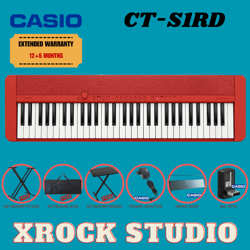 Casio CT-S1 61-key Portable Keyboard w/Keyboard Stand And WU-BT10 ...