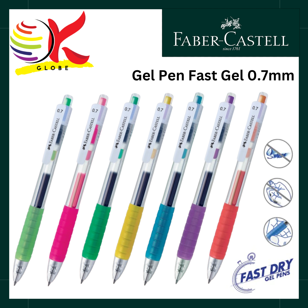 FABER CASTELL FAST GEL AIR GEL PEN 0.7MM RETRACTABLE FAST DRY INK NO ...