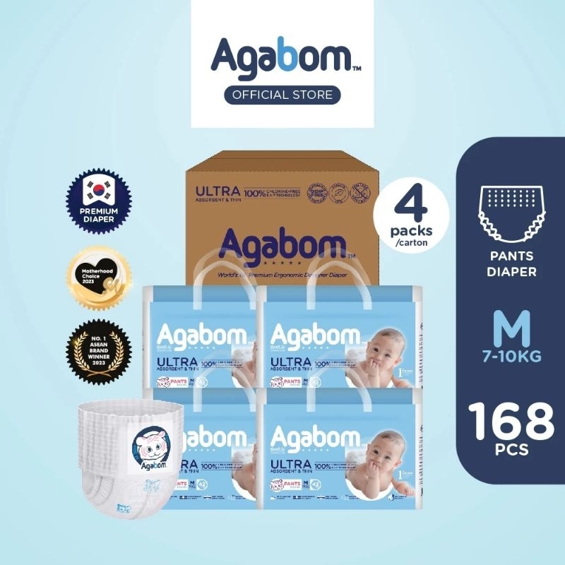 AGABOM 100% SAP Ultra-Thin Baby Diaper Pants M/L/XL/XXL (1 Carton ...