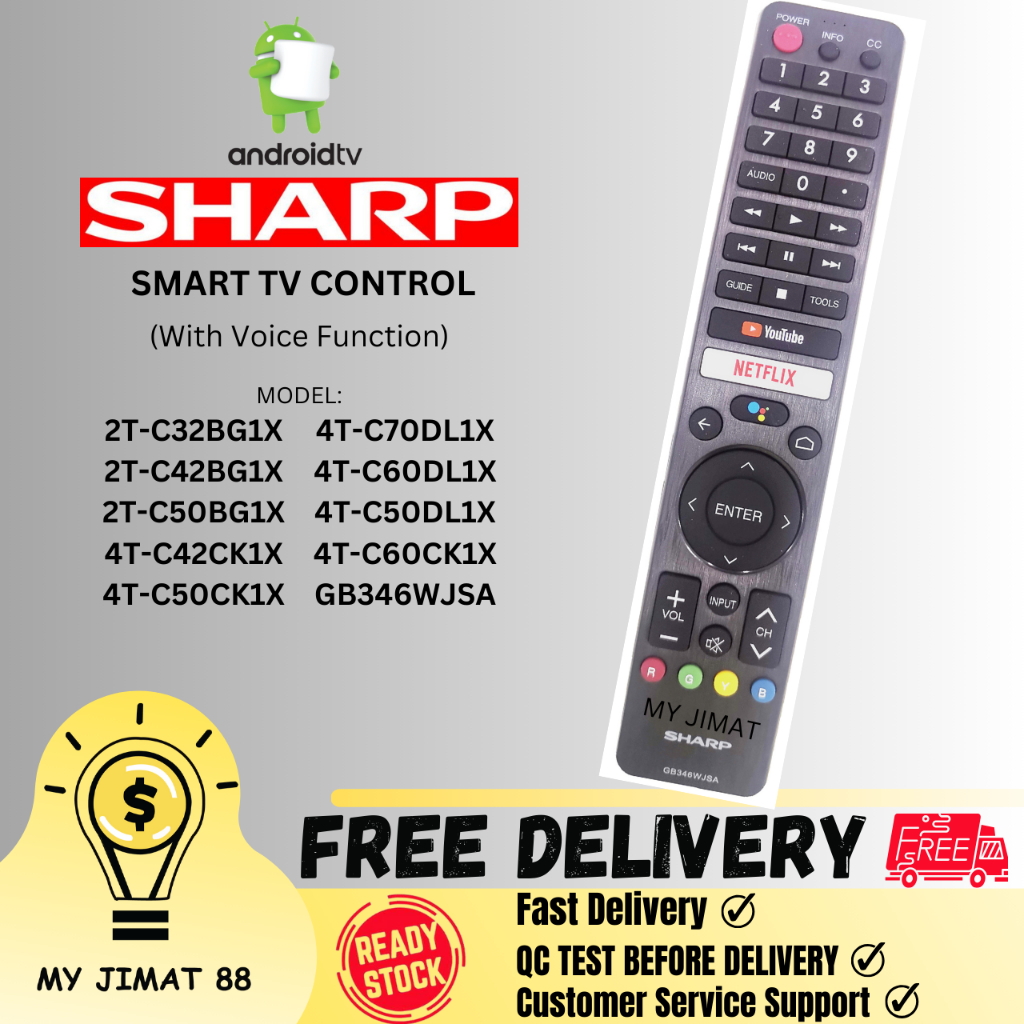 SHARP SMART ANDROID TV REMOTE CONTROL | Shopee Malaysia