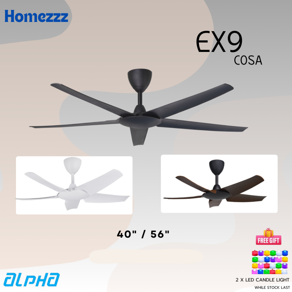 ALPHA Cosa - EX9 5B 40 Inch 56 Inch Ceiling Fan with 5 Blades (12 Speed Remote) | Shopee Malaysia