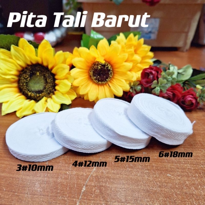 1 Roll Pita Tali Barut Putih/White Cotton Tape/Tali Cotton Kain Barut ...