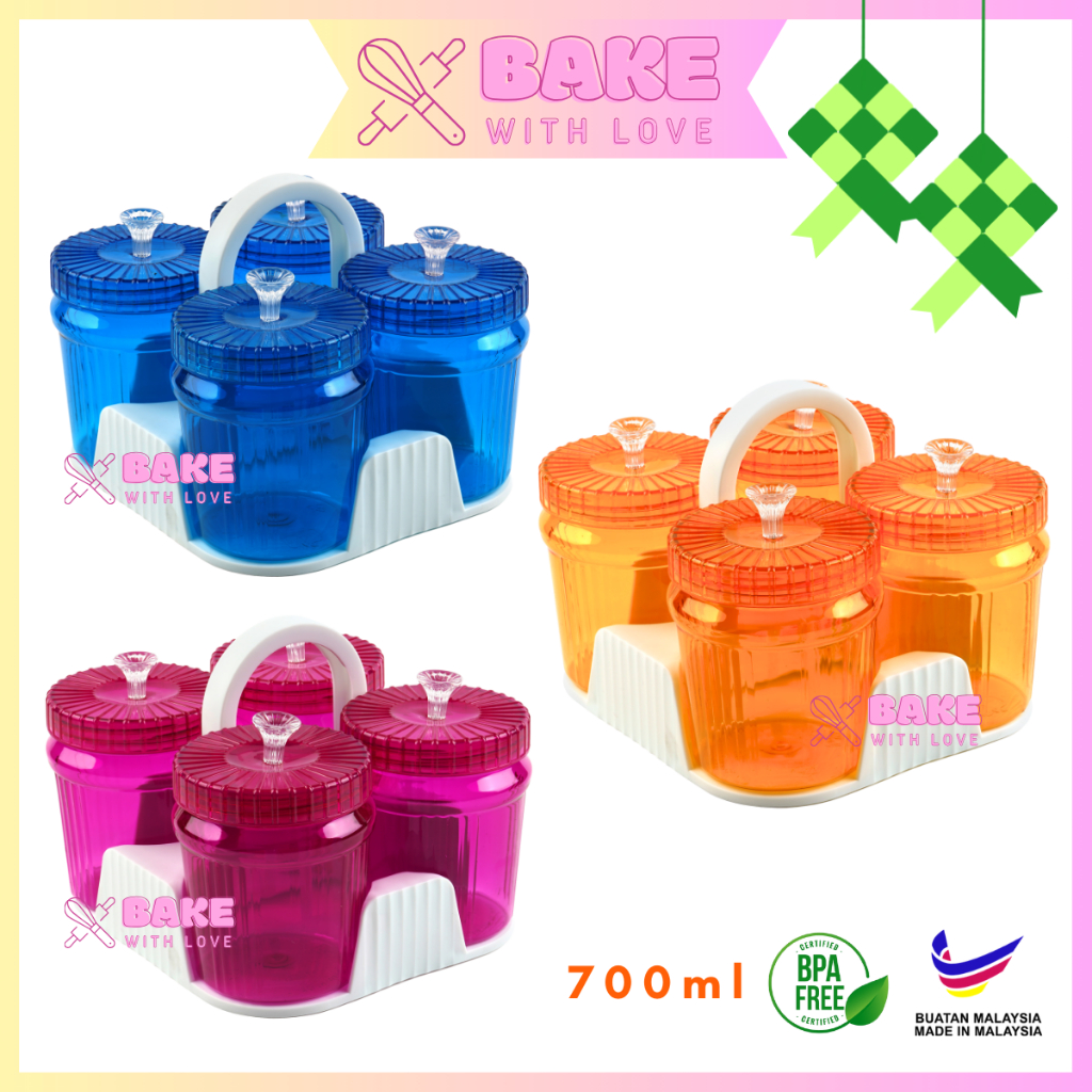 BakeWithLove 4pcs Set Bekas Kuih Raya Set / Cookies Container Set ...