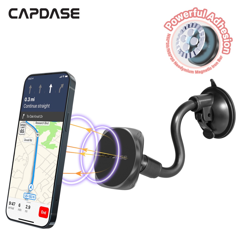 CAPDASE SSQUARER II Magnetic Car Mount Suction Cup PRO - Gooseneck Arm ...