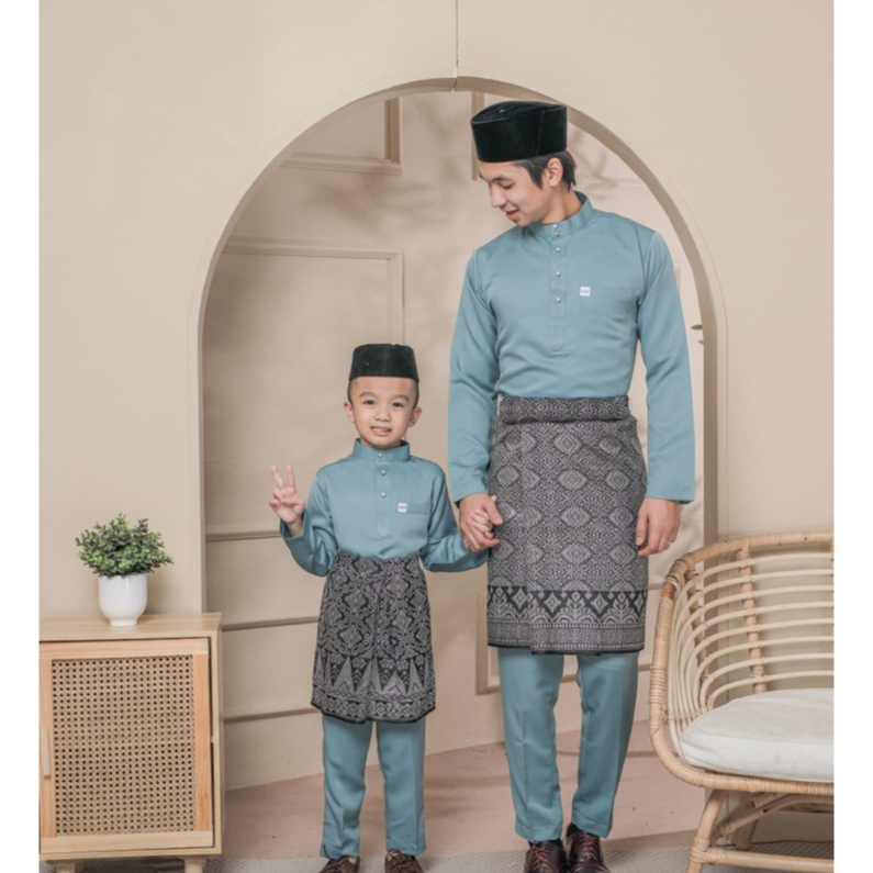 Baju Melayu SlimFit Dewasa Dan Budak Warna Smoke Blue | Shopee Malaysia