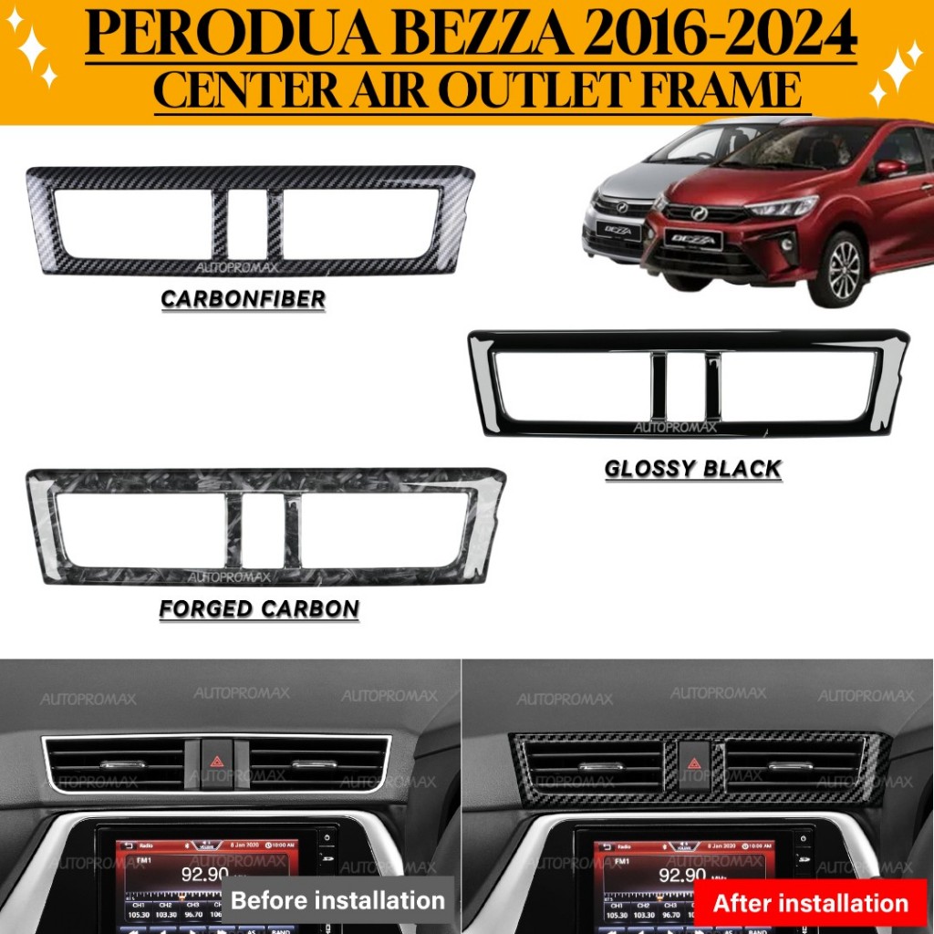 AUTOPROMAX Perodua bezza 2016-2024 forged carbon car center air outlet ...
