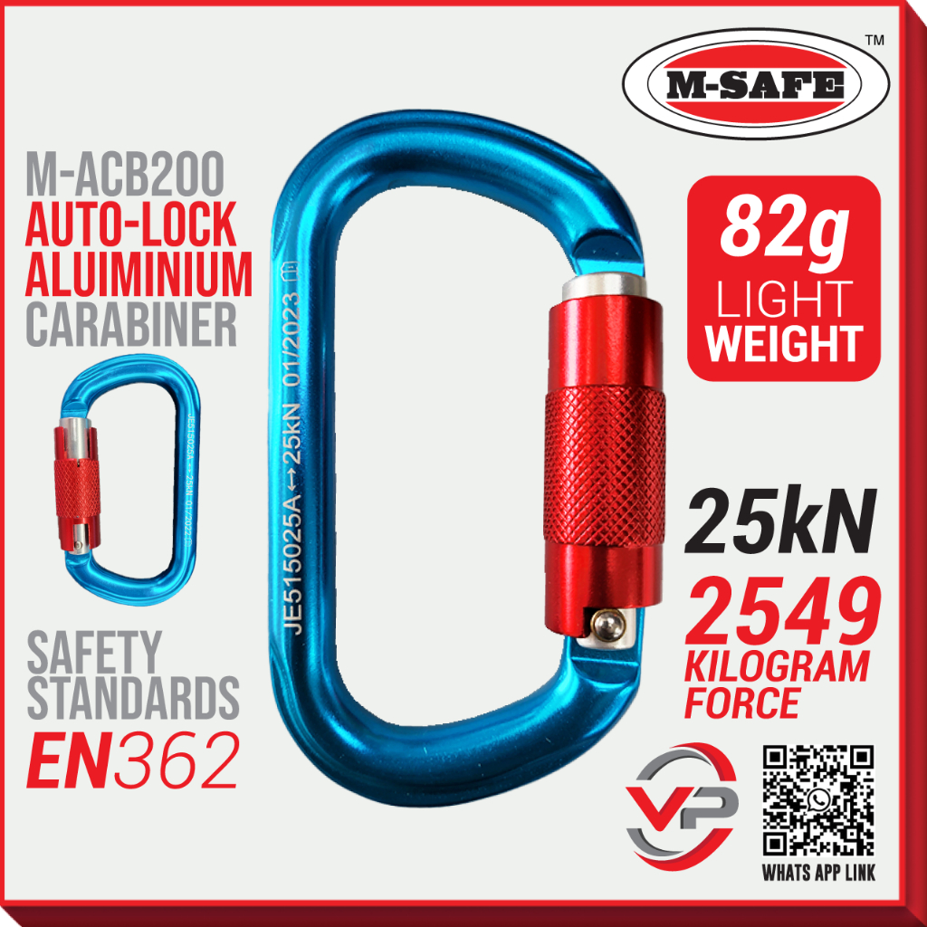 M-SAFE ALUMINIUM CARABINER AUTO LOCK LIGHTWEIGHT SAFETY CARABINER FOR ...
