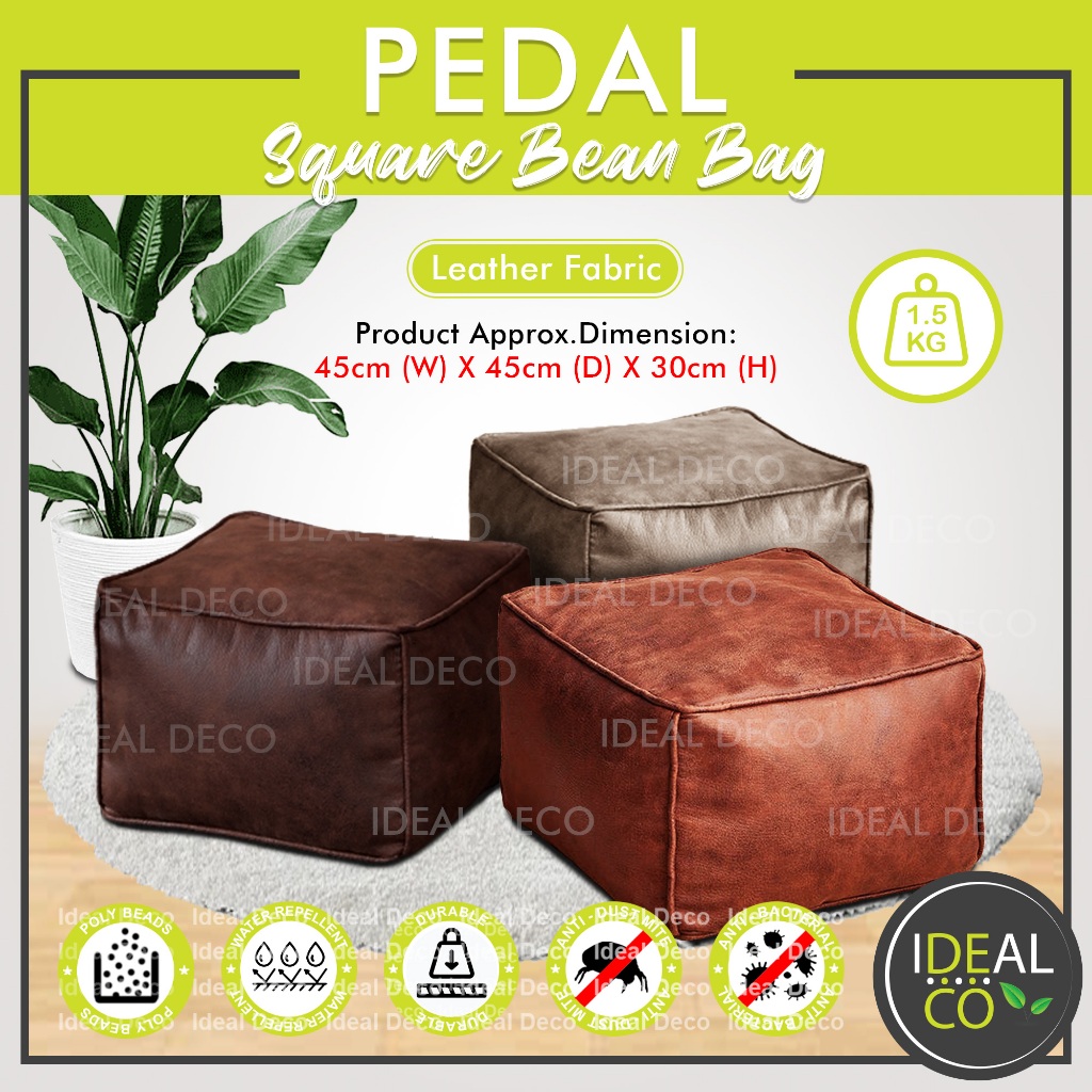 (FREE DELIVERY) Square Bean bag : Leather Look Fabric Bean Bag with ...