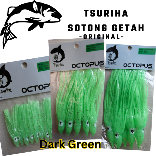 🦈 TSURIHA🦈 SOTONG GETAH SOTONG TIRUAN SOTONG HIJAU OCTOPUS SOFT PLASTIC ...