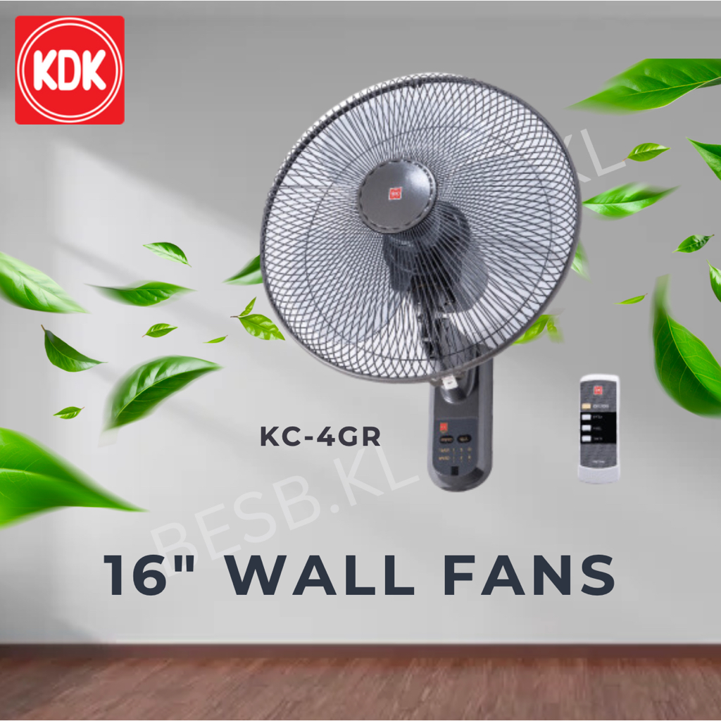 KDK KC4GR 16" WALL FANS Kipas Dinding Energy Saving Black 壁挂电风扇 ...