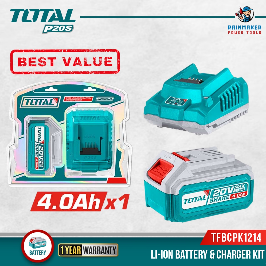 Total Li-ion battery pack 20V* 4.0 and charger kit - TFBCPK1214 ...