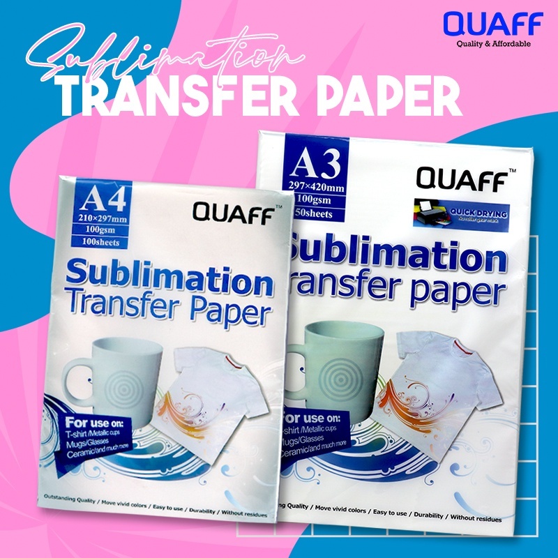 QUAFF Sublimation Transfer Paper A4 / A3 Size 100GSM * Quick Drying (100sheets per pack ...