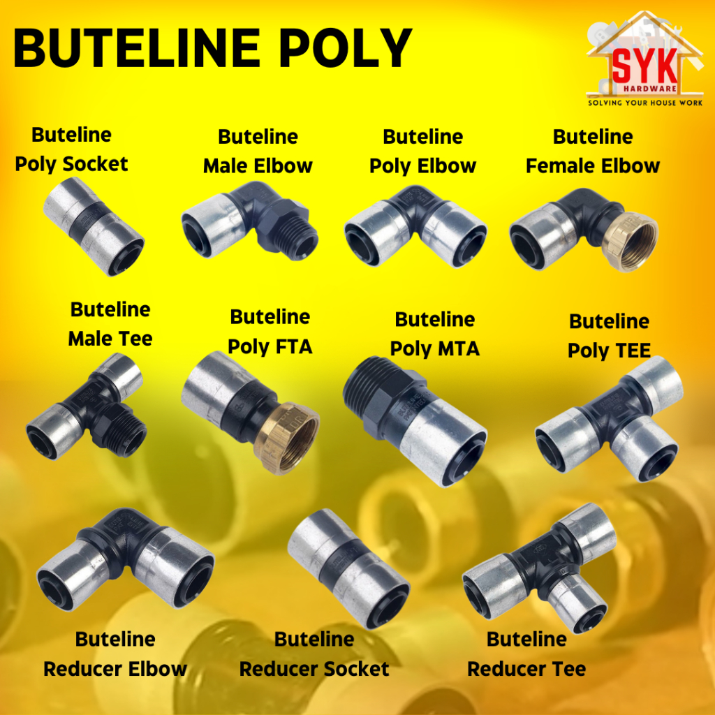 SYK Buteline Poly MTA FTA Male Tee Elbow Reducer Socket Tee Poly Pipe ...