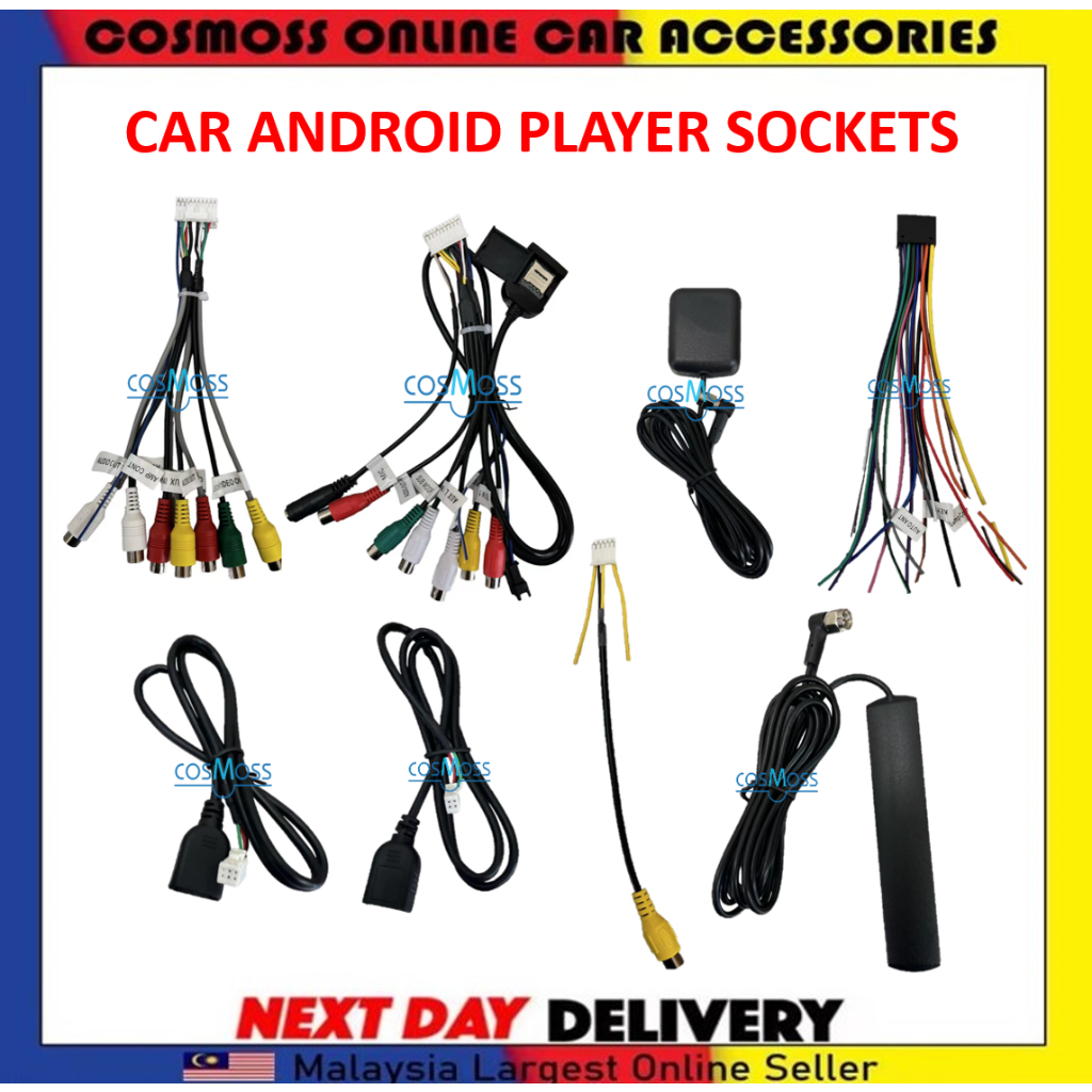 Car Android Player Oem Socket Usb Reverse Camera Rca Gps Antenna 4g Sim Antenna Power Socket Mic 