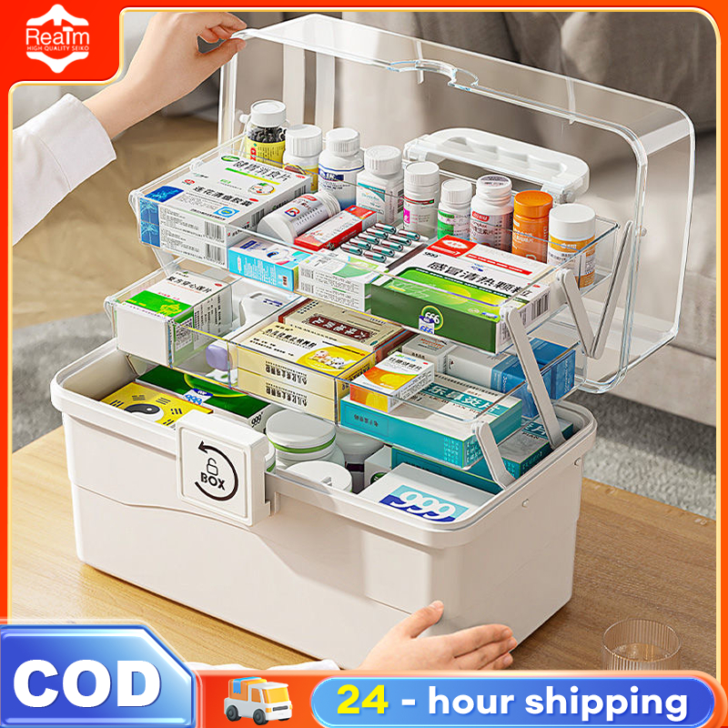 Box Ubat Large First Aid Kit Storage Box Transparent Plastic Medicine ...