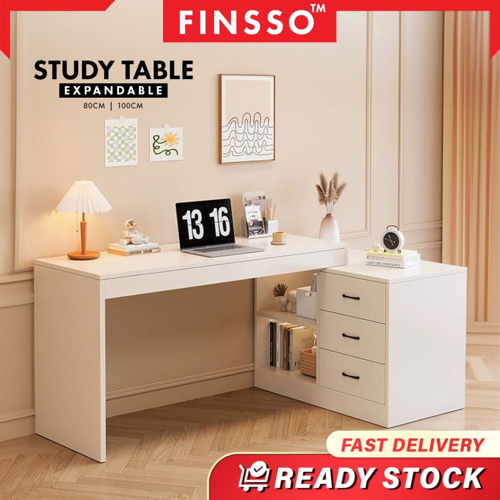 Finsso : Leonard Study Table with Storage Cabinet & Drawers/ meja ...