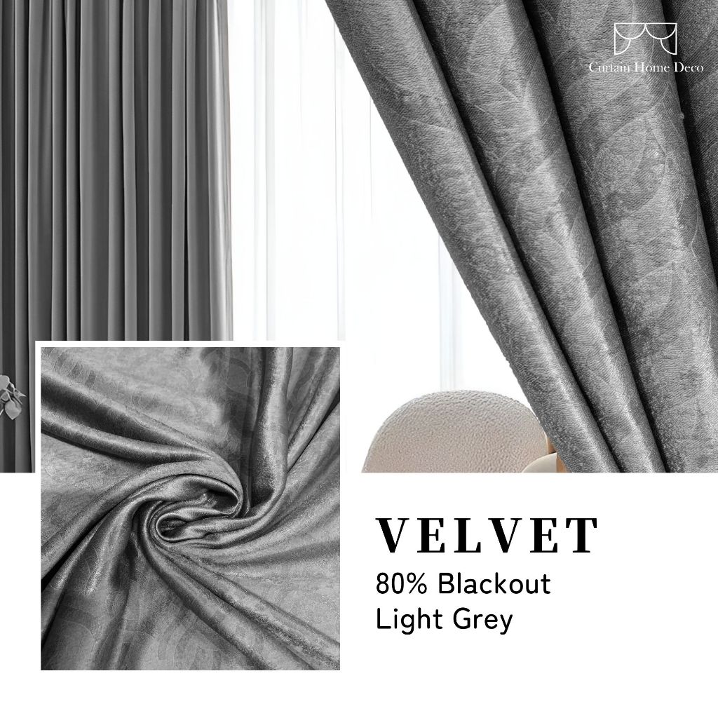 Warna Light Grey Europe Velvet 80% Blackout Langsir corak | for pintu ...
