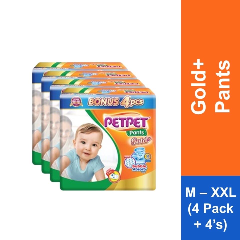 PETPET Pants Gold+ Super Jumbo Pack - M56+4/L46+4/XL38+4/XXL32+4 (4 Packs) | Shopee Malaysia