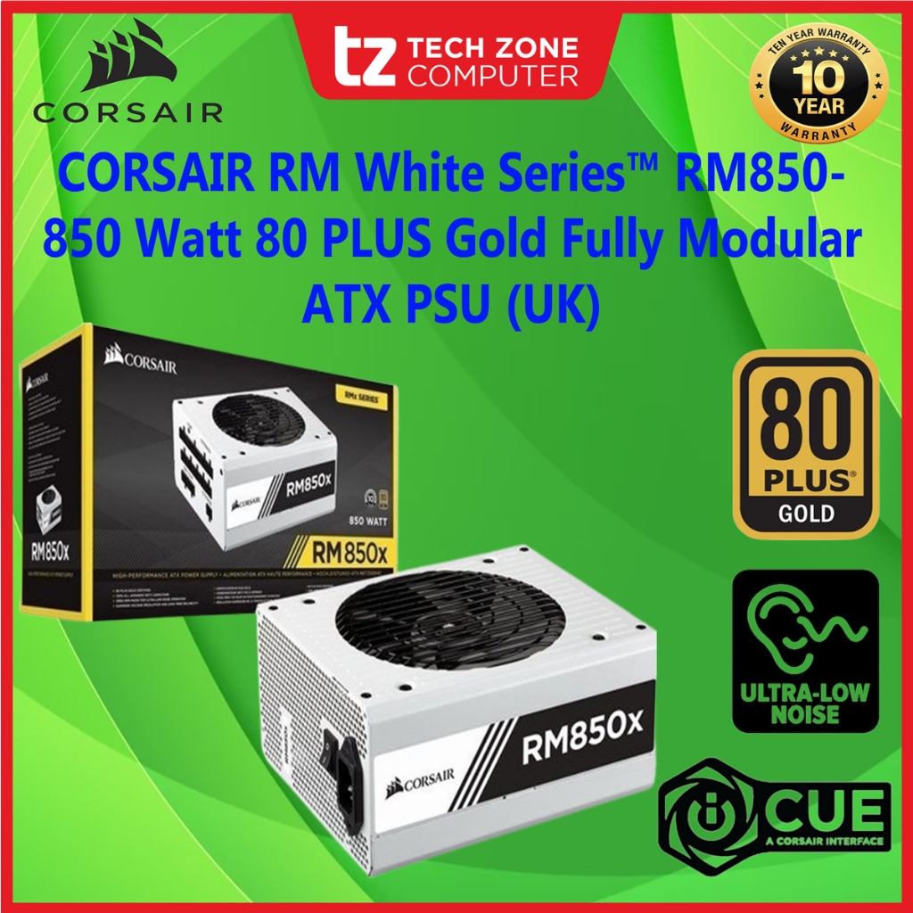 CORSAIR RM White Series™ RM850 — 850 Watt 80 PLUS Gold Fully Modular ...