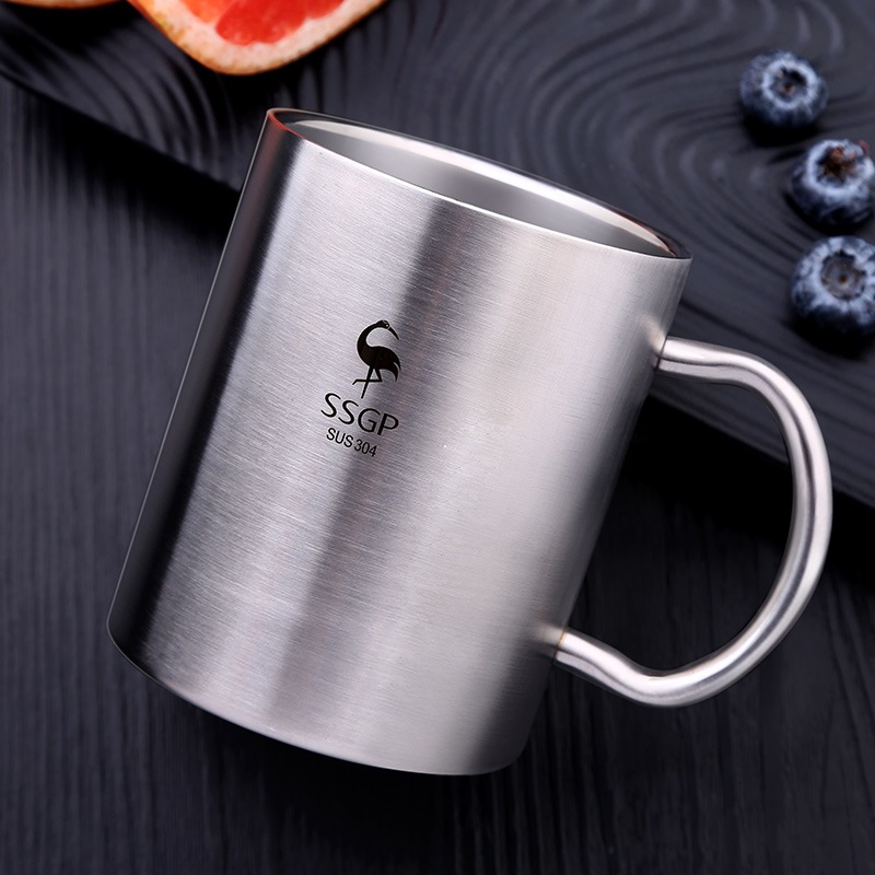 BATHKITCHZ SUS 304 Double Layer Coffee Cup Mug Beer Mug Large Capacity ...