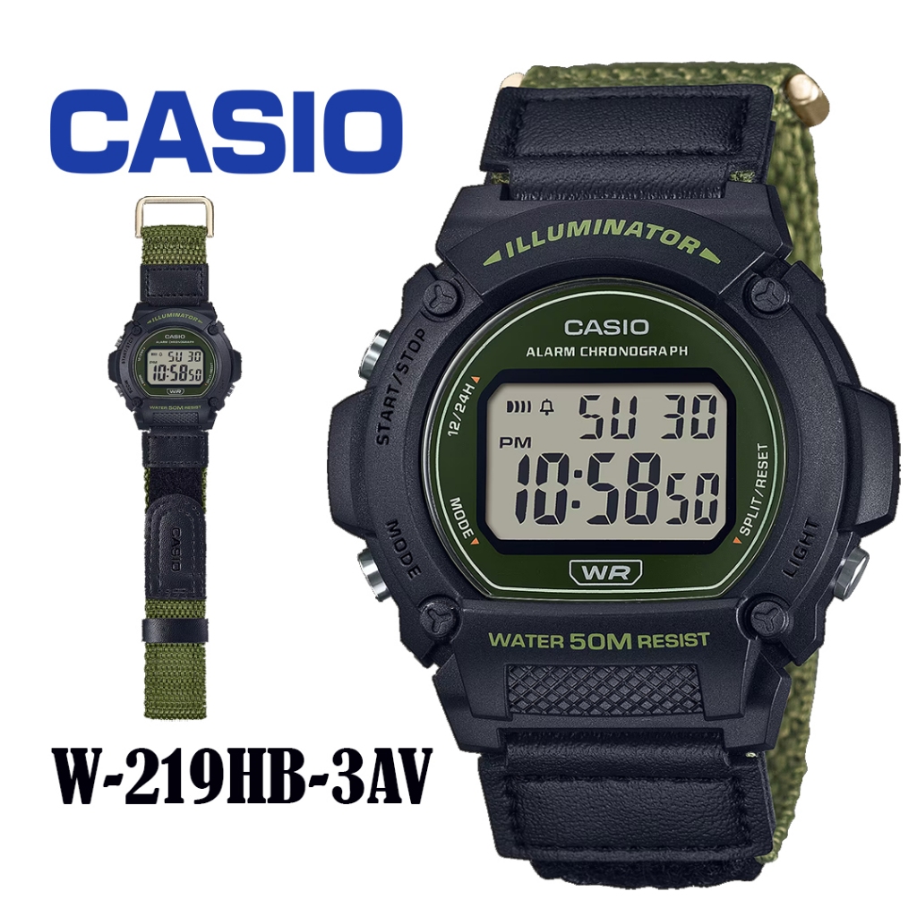Casio Unisex Digital Cloth Band Watch W-219HB | Shopee Malaysia