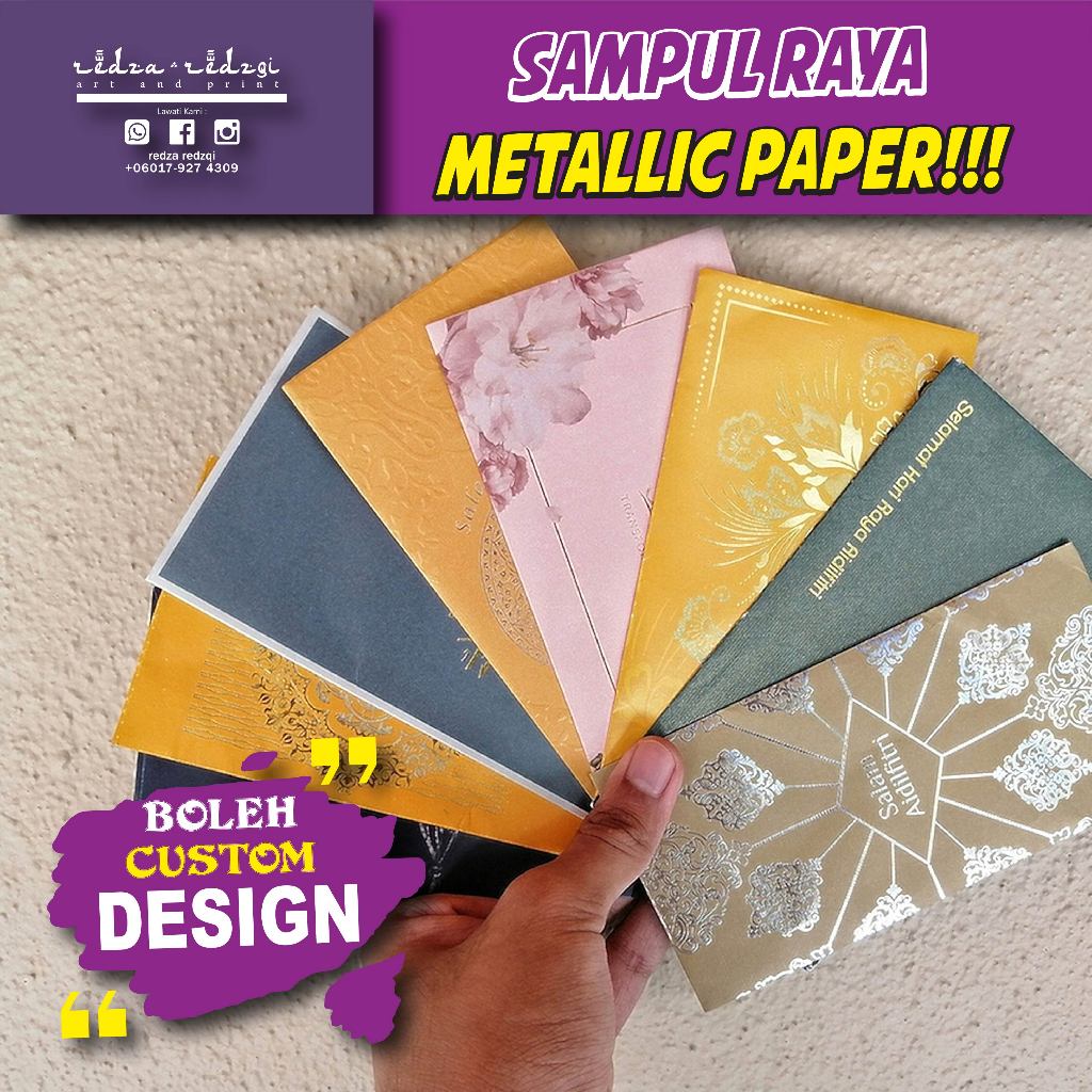SAMPUL DUIT RAYA METALLIC PAPER CUSTOM MADE | Shopee Malaysia