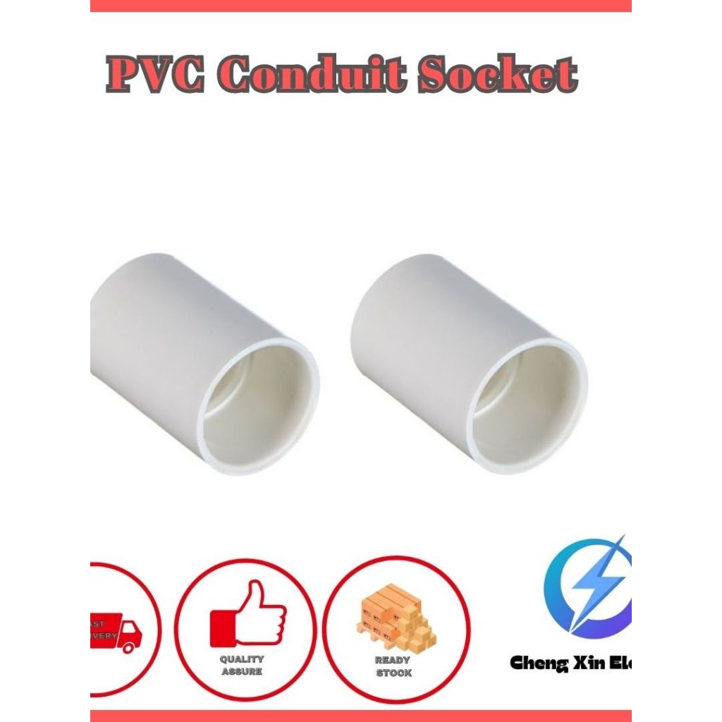 100psc/50pcs/30pcs PVC Socket Joint for Electrical PVC Conduit Pipe Penyambung 20MM / 25MM ...