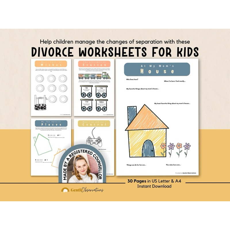 Divorce Worksheets for Kids Coping With Separation, Emotional ...