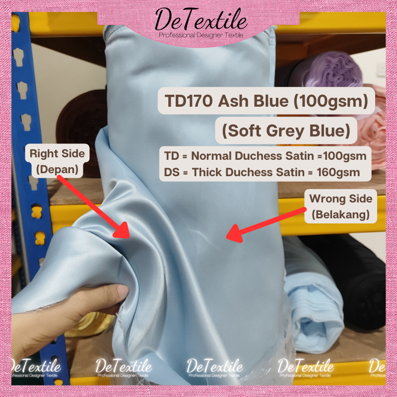 DeTextile Heavy Premium Duchess Satin Bridal Satin Fabric for Wedding Gown Kain Baju Nikah ...
