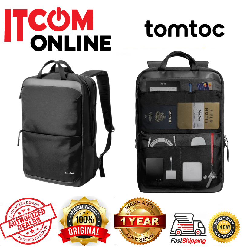 TOMTOC NAVIGATOR EXPLORER 15.6" 14" 17" TRAVEL BACKPACK BLACK/GREY ...