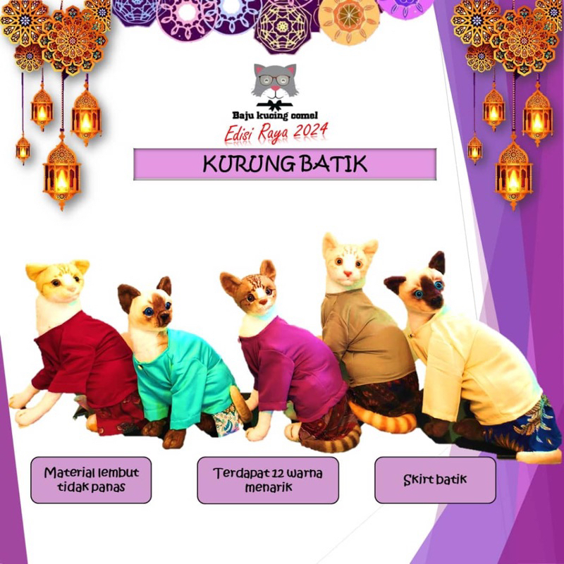 BAJU KUCING KURUNG BATIK EDISI RAYA 2024 | Shopee Malaysia