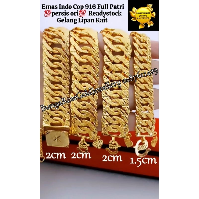 🔥Emas Indo Cop 916 Full Patri 💯persis ori💯 Readystock Gelang Kait 2/3🔥 ...