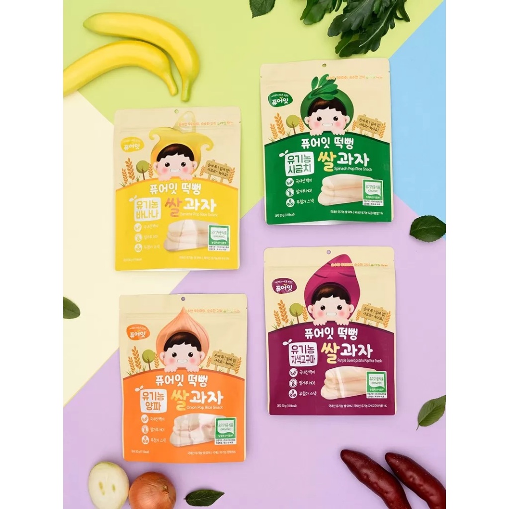 KOREA PURE EAT – ORGANIC POP RICE BABY SNACK 30g [HALAL] | Shopee Malaysia