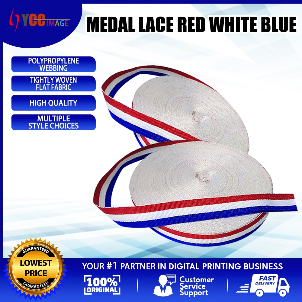 Medal Lace (45 yards per roll) RED / WHITE / BLUE (1inch & 3/4inch ...