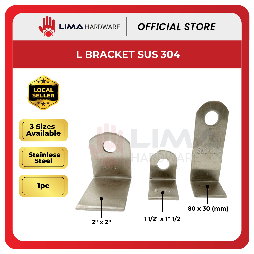 Stainless Steel L Bracket SUS 304, Sesiku L, Siku Rak L型支架 - With Hole ...