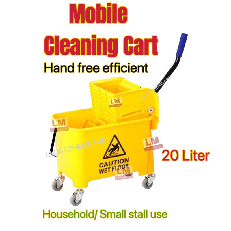 20L MOP CART YELLOW MOPPING PAIL WITH WRINGER TROLLEY / BALDI MOP ...
