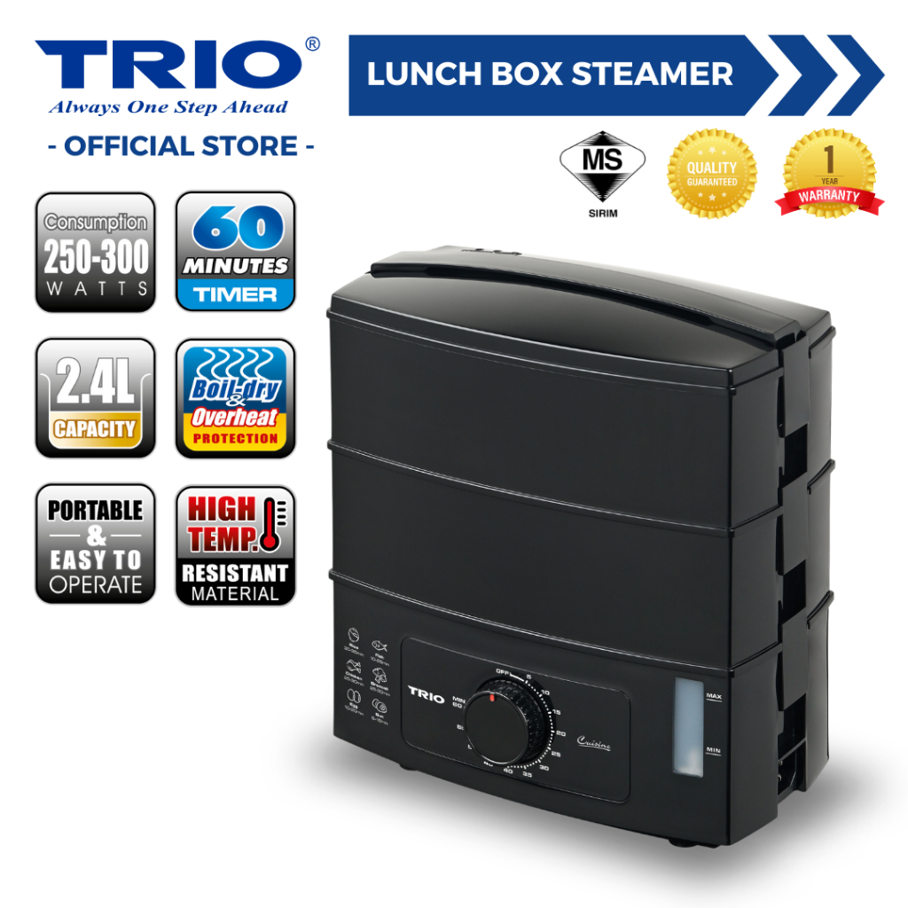 Trio Lunch Box Steamer 2.4L With Food Tray And Bowl | Portable | Bekas ...