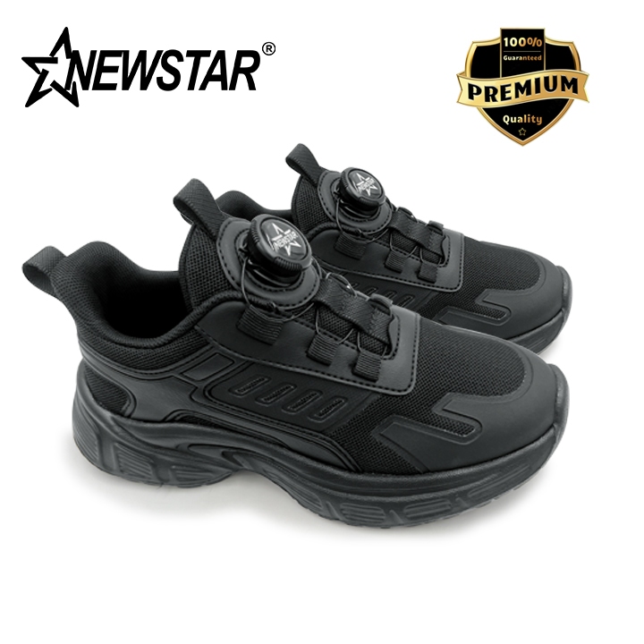 NewStar Black School Shoes modal W728B (Rotating Button) Kasut Hitam ...