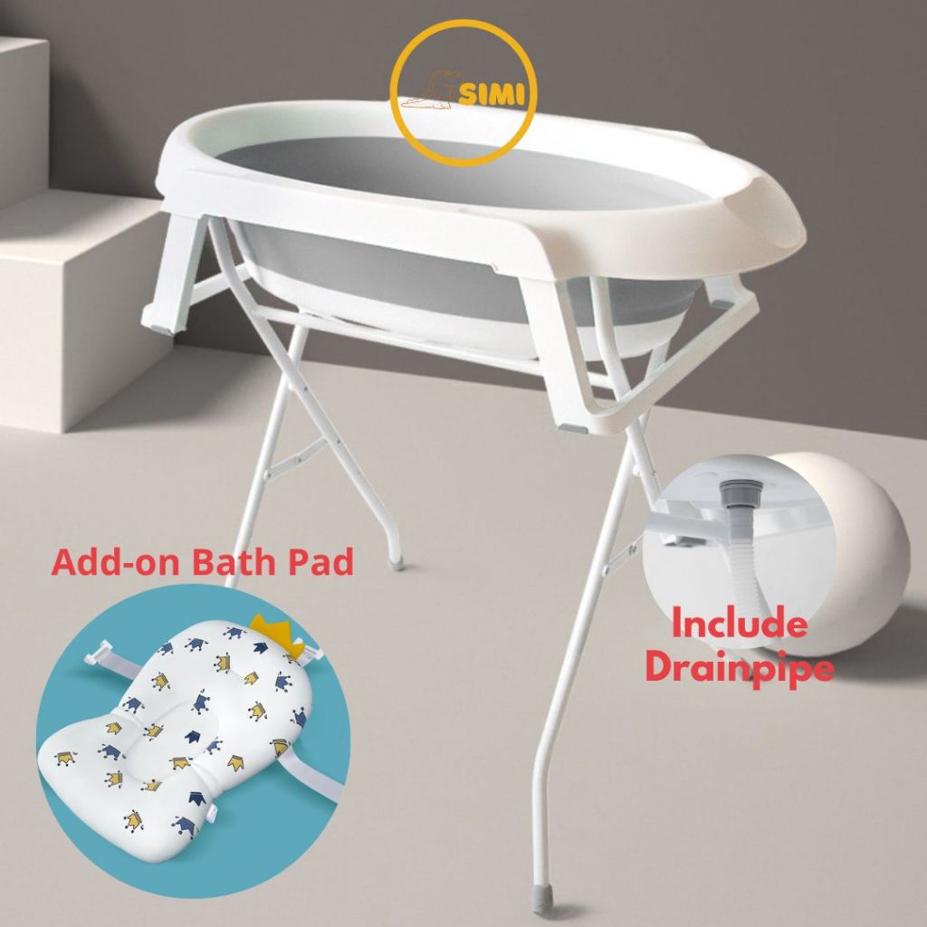 SIMI Foldable Bathtub Baby with Stand Support Set Newborn Collapsible ...