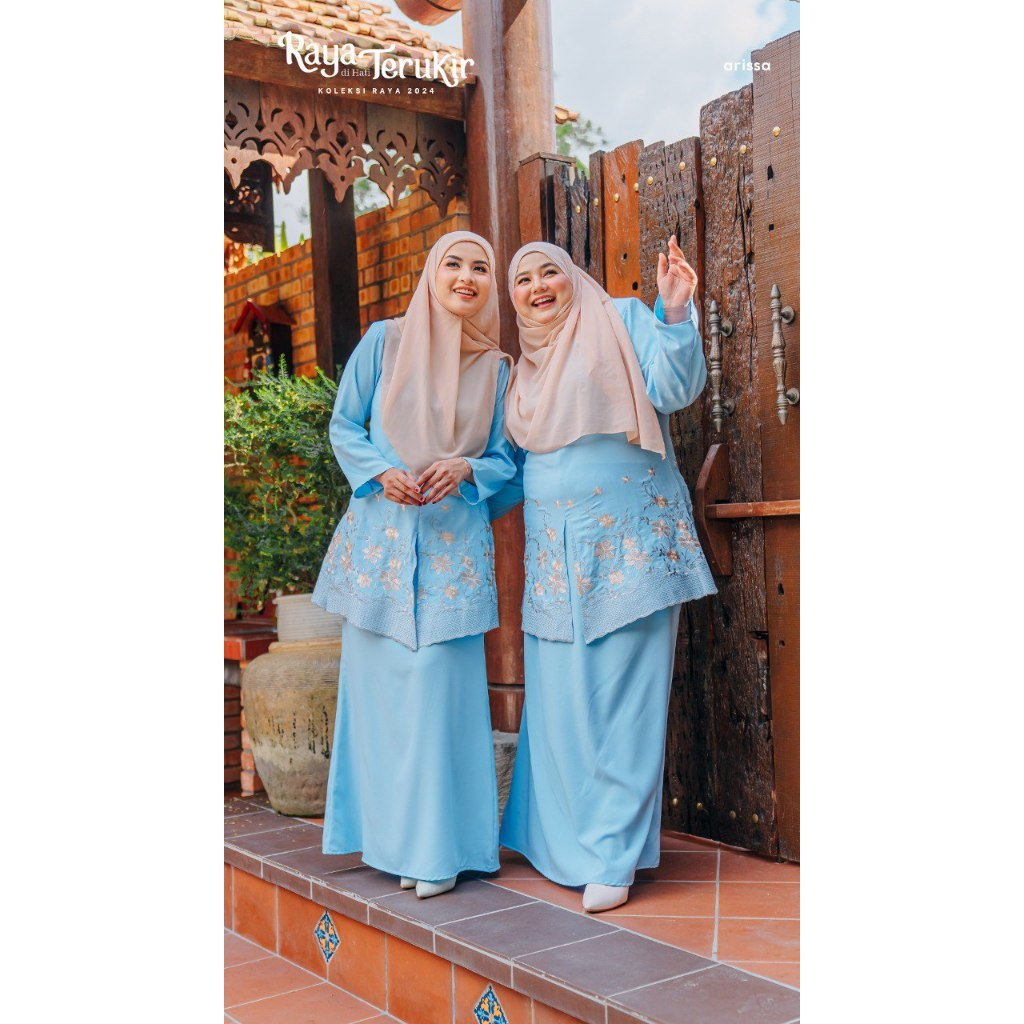 Baju Kurung Sulam Klasik Baby Blue Saiz S- 6XL Plus Size Ready Stock ...